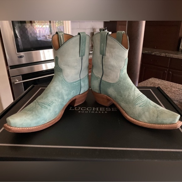 Lucchese | Shoes | Rare Lucchese Bootmaker Gaby Turquoise Cowboy Boots ...